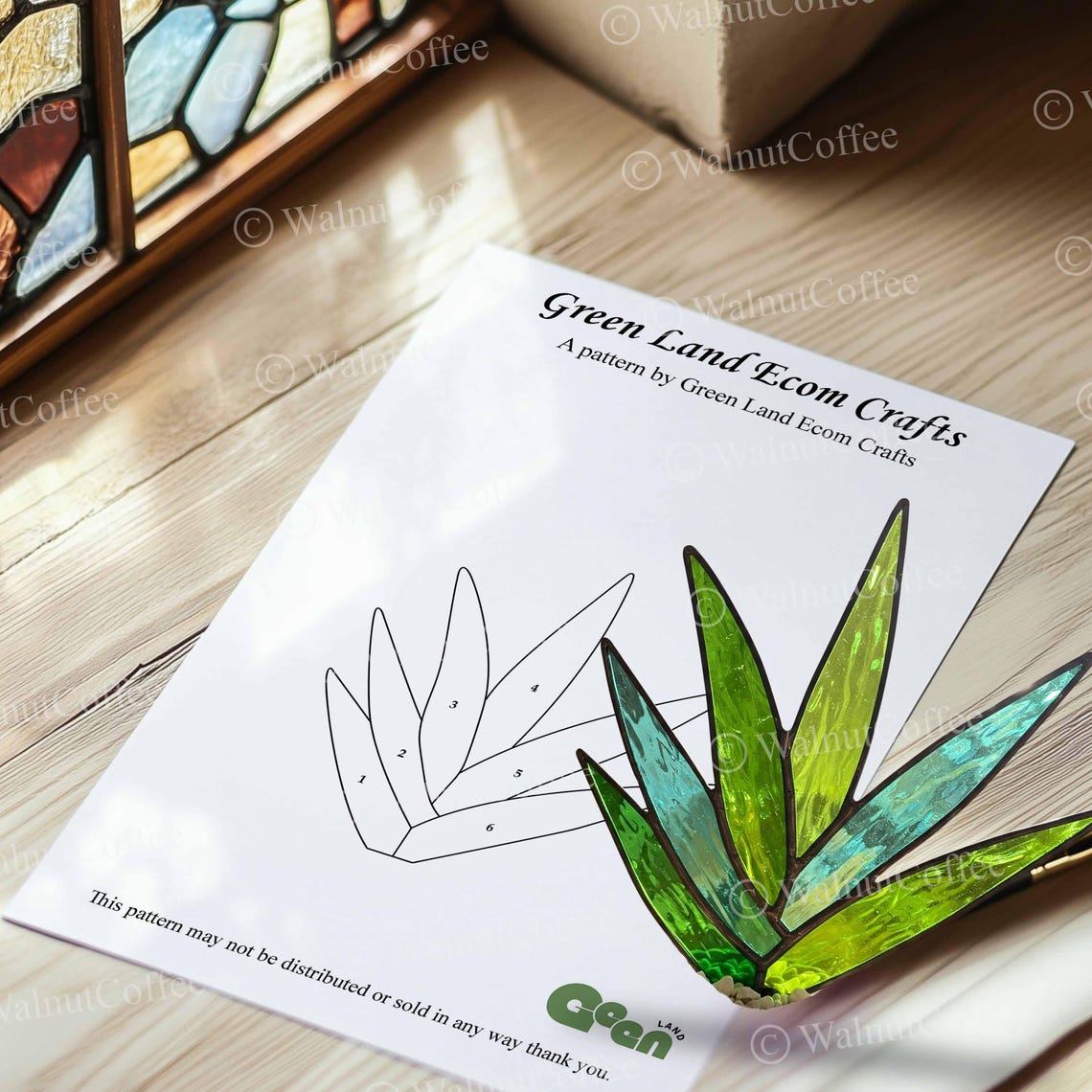 Succulent Stained Glass Pattern, Agave Flower Glass Suncatcher Pattern ...