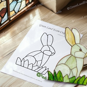 Digital Download Rabbit Stained Glass Pattern, Easter Bunny Handmade ...