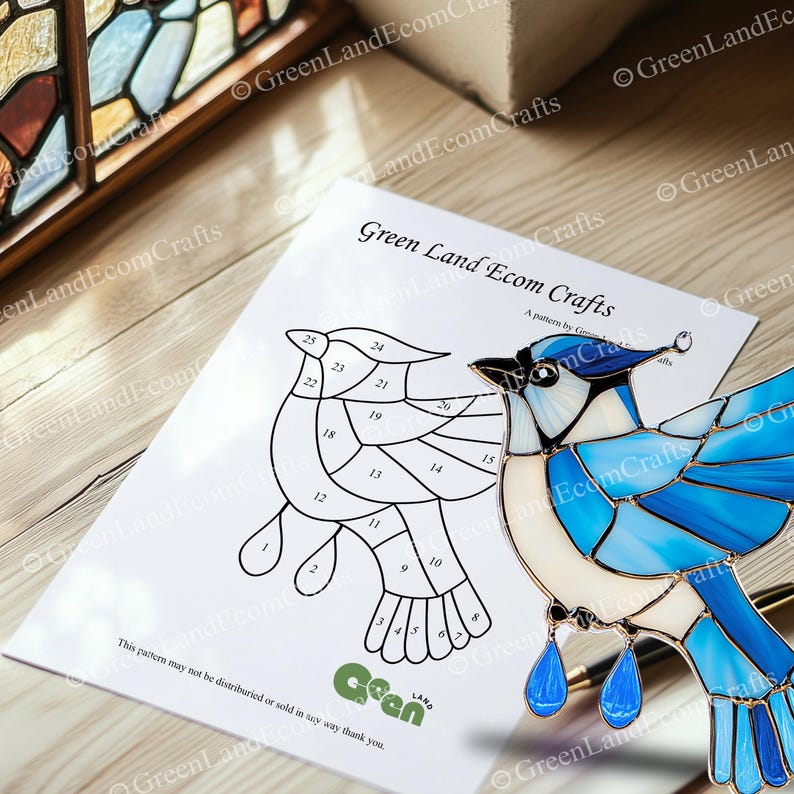 Digital Download Blue Jay Stained Glass Pattern, Bird Suncatcher ...