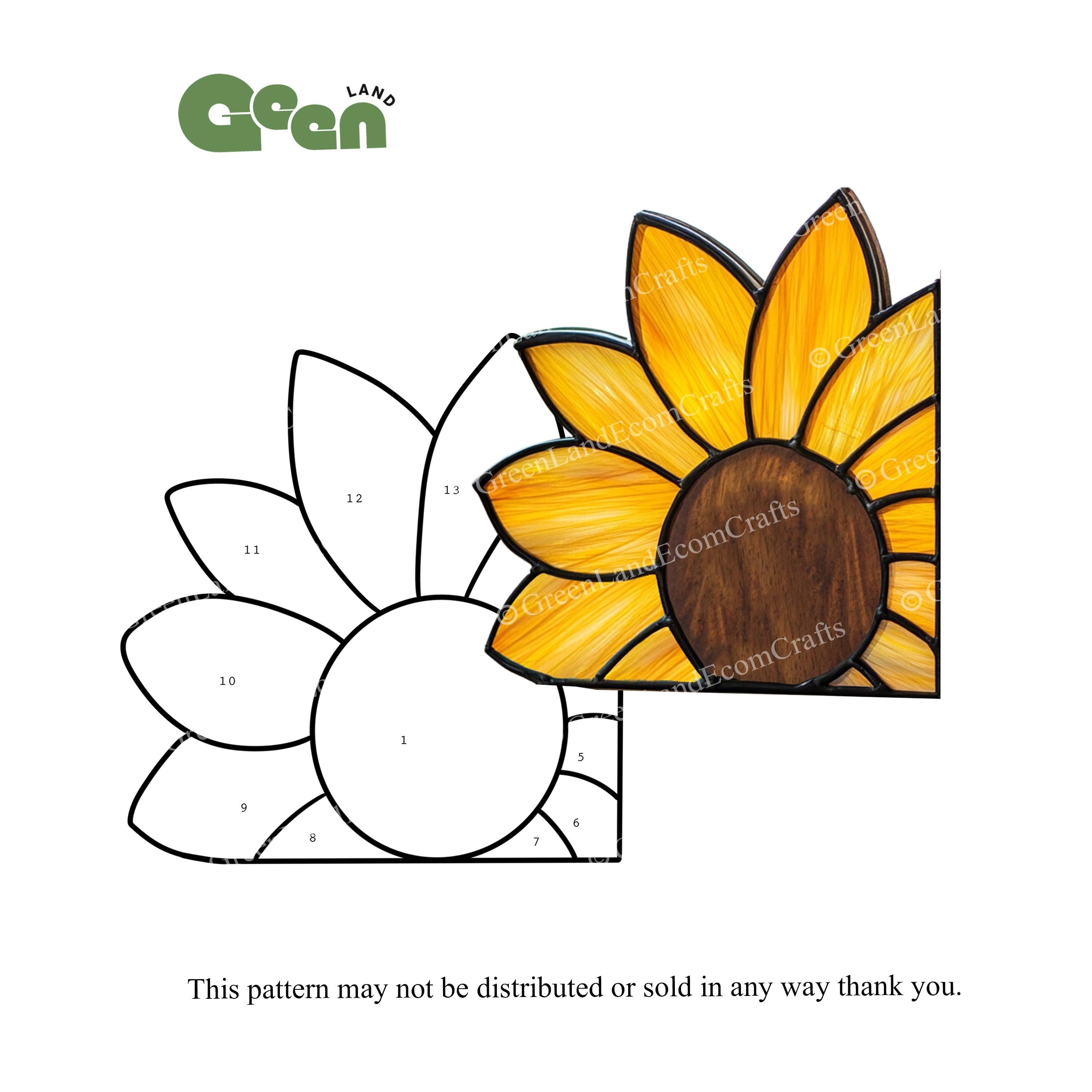 Sunflower Stained Glass Pattern Digital Download, Sunflower Suncatcher ...