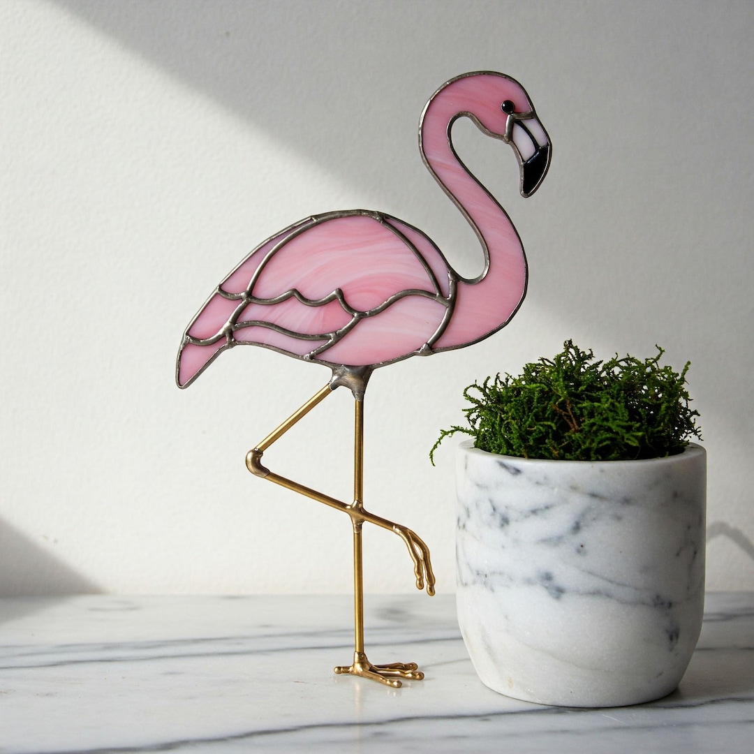 Digital Pattern Pink Flamingo Stained Glass Pattern Download, Pink ...