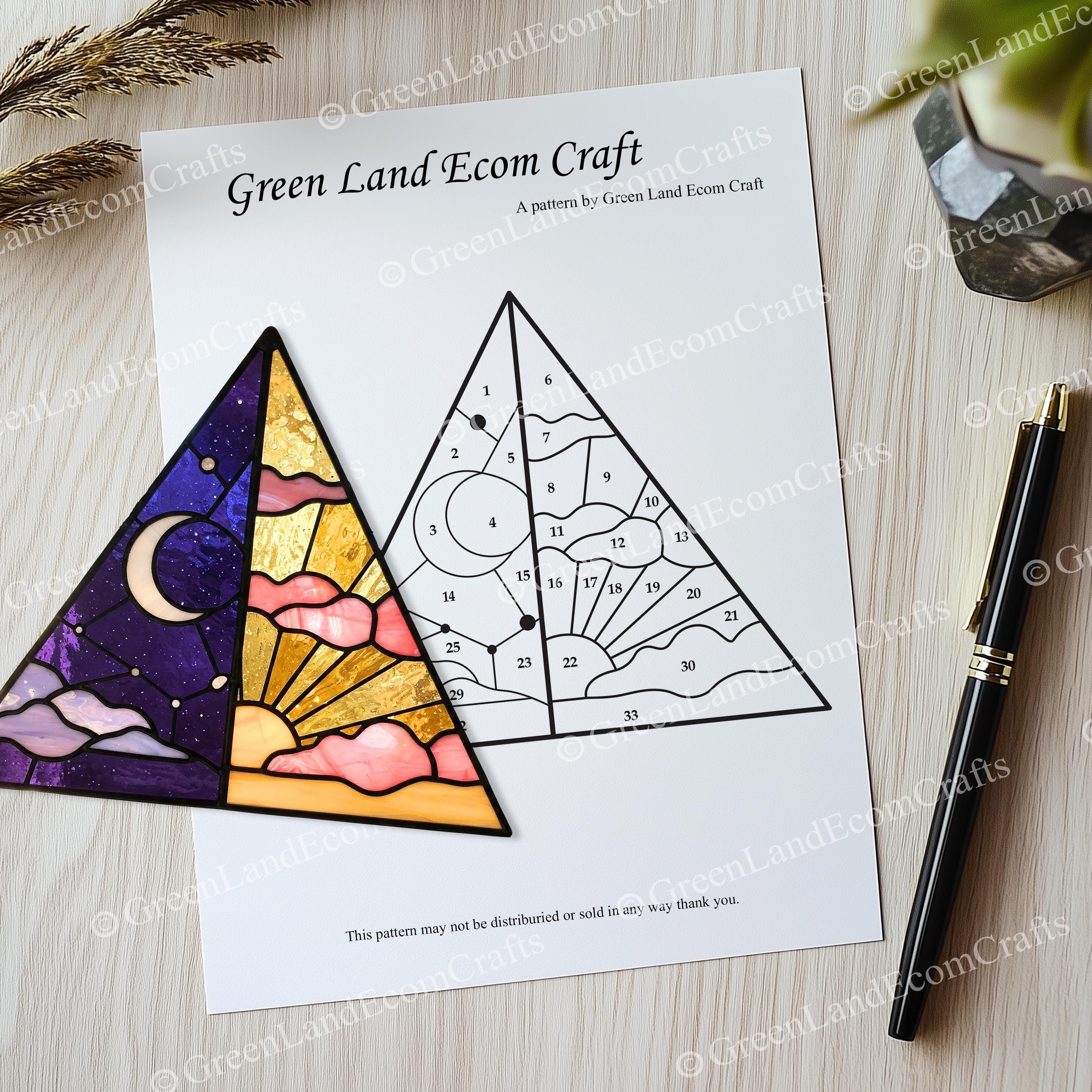 Day and Night Stained Glass Pattern, Celestial Moonlit Suncatcher ...