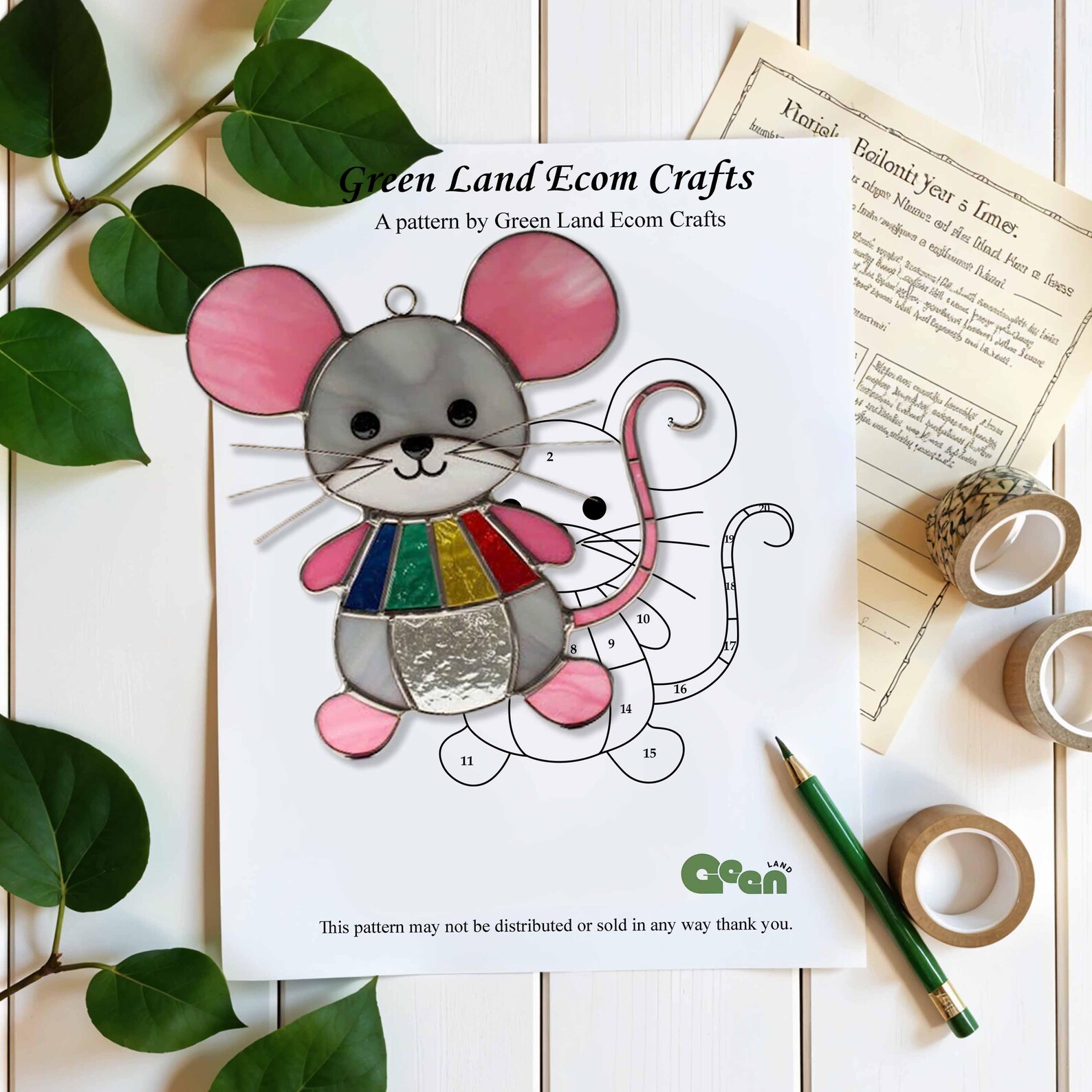 Rainbow Mouse Stained Glass Suncatcher, Cute Rainbow Mouse PDF Stained ...