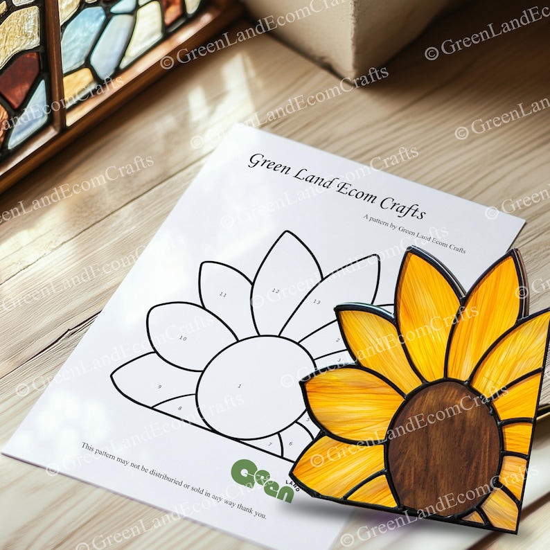 Sunflower Stained Glass Pattern Digital Download, Sunflower Suncatcher ...
