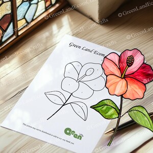 Digital Download Hibiscus Pink Flower Stained Glass Pattern, Spring ...