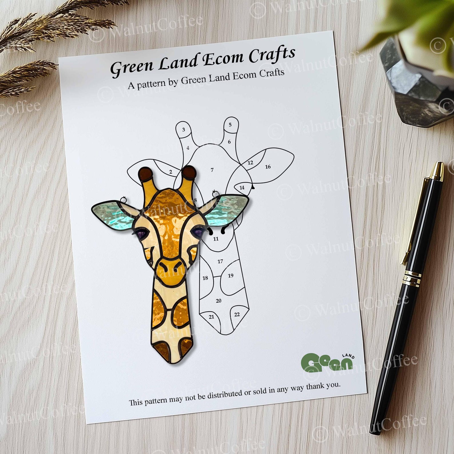 Giraffe Stained Glass Pattern Digital Download, Giraffe Glass ...