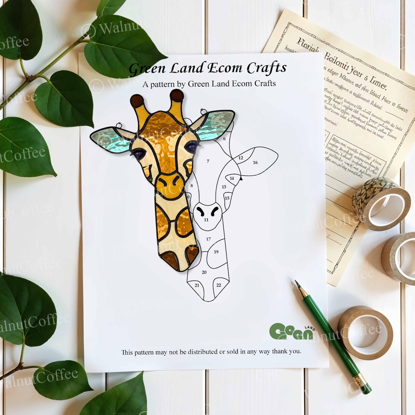 Giraffe Stained Glass Pattern Digital Download, Giraffe Glass ...