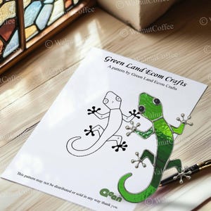 Lizard Stained Glass Pattern, Green Lizard Suncatcher Glass Pattern ...