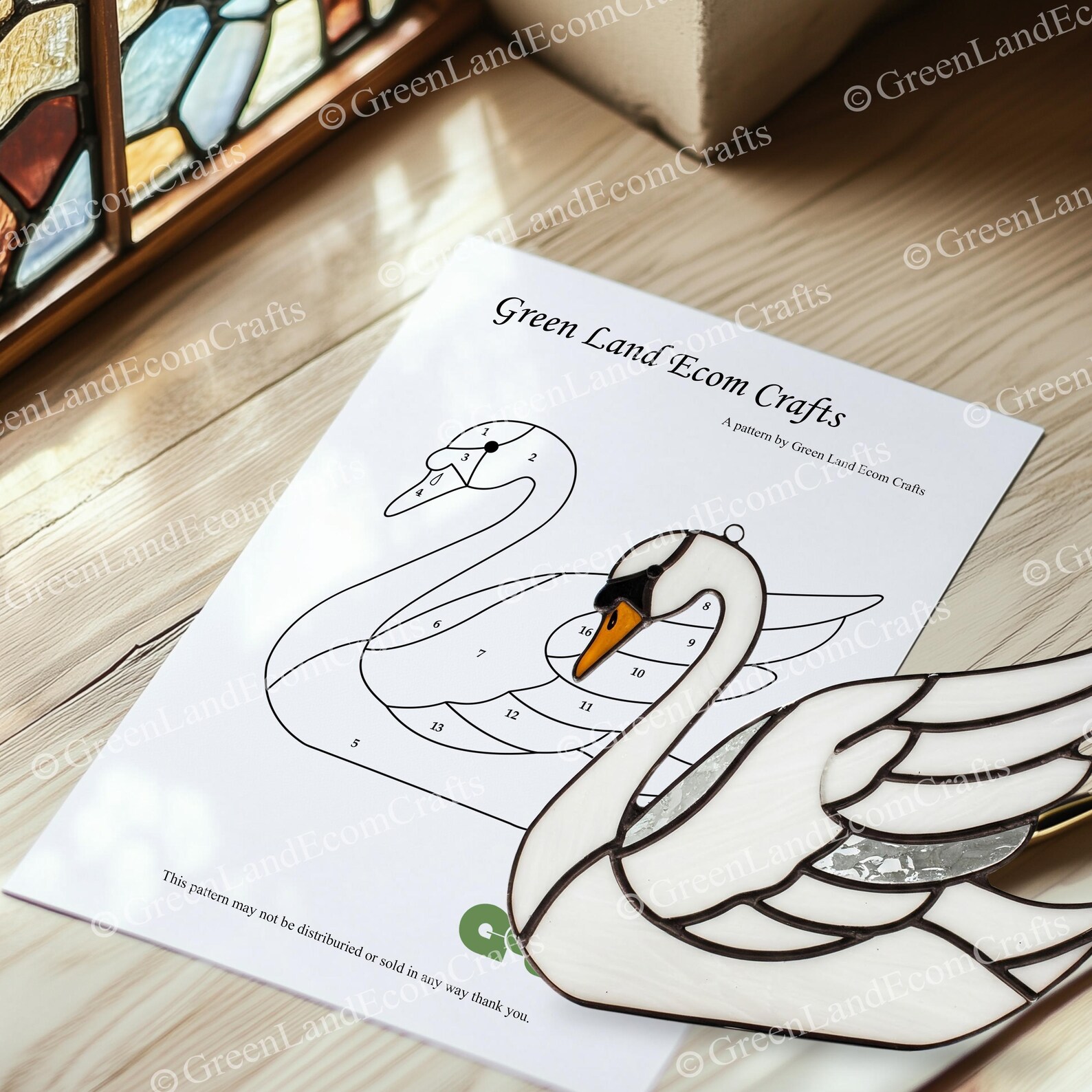 White Swan Stained Glass Pattern Digital Download, Swan Suncatcher ...