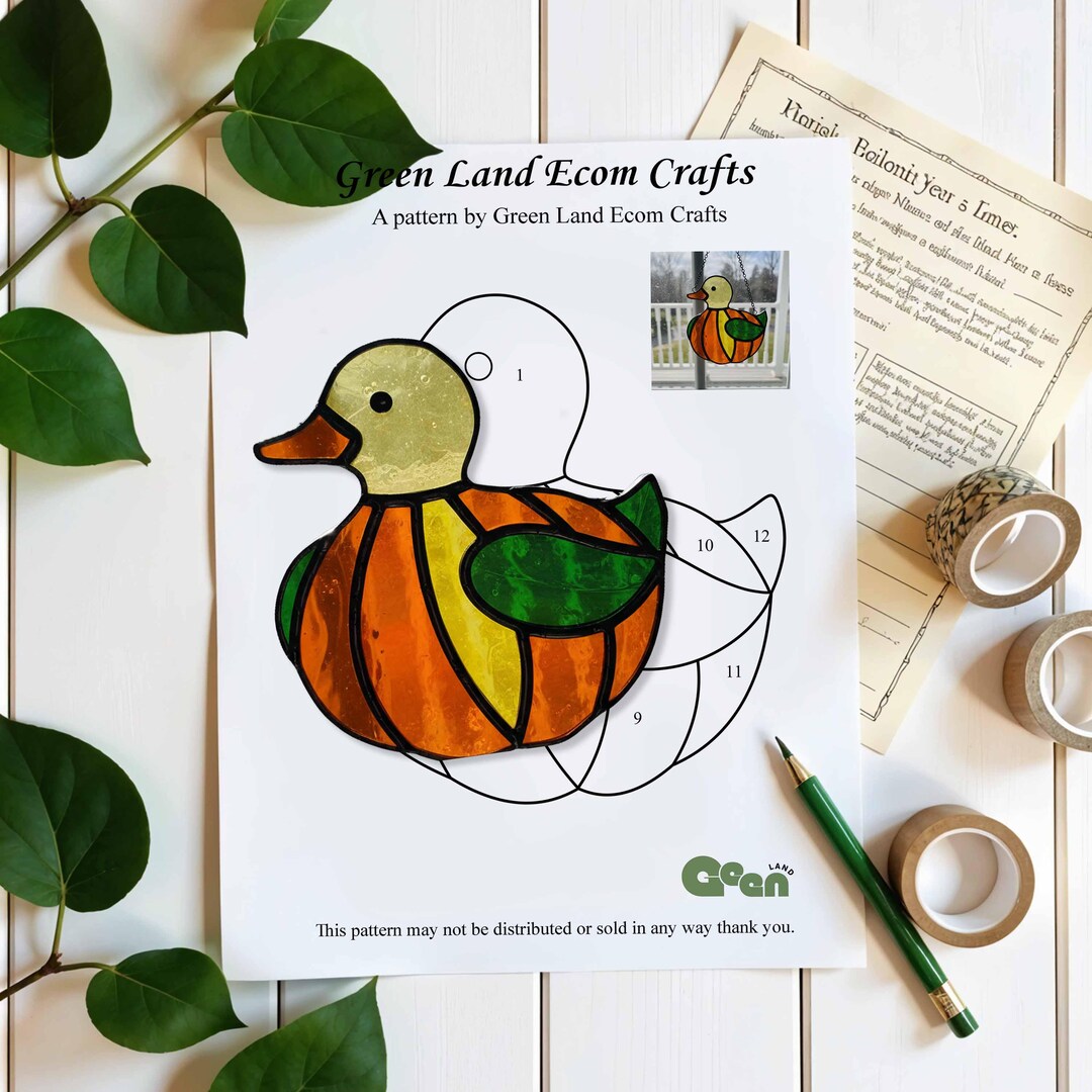 Goose Pumpkin Stained Glass Pattern Digital Download, Thanksgiving ...