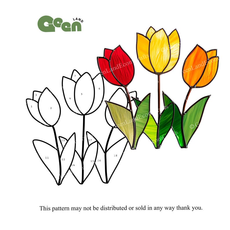 Digital Download Tulip Flower Stained Glass Pattern, Flower Stained ...