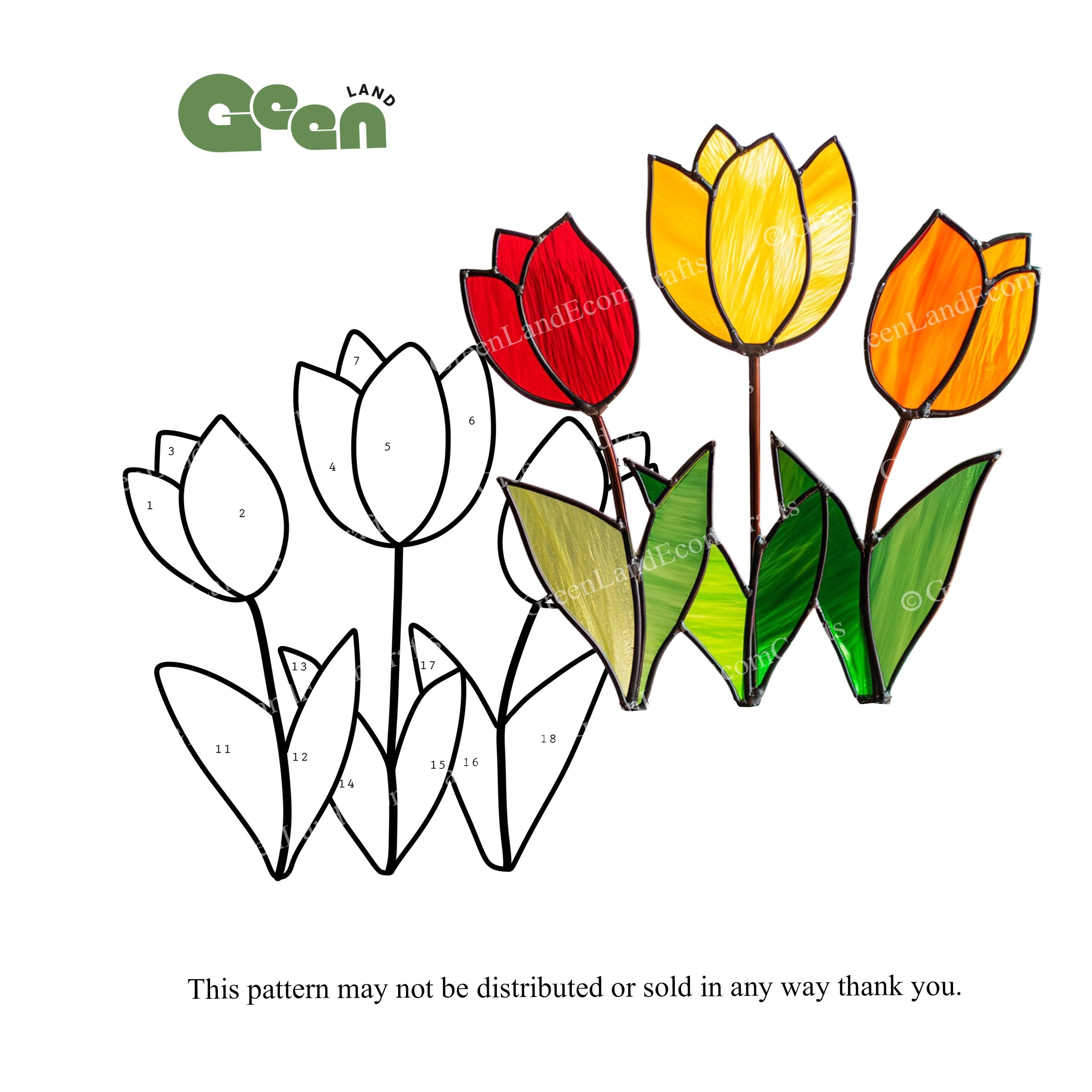 Digital Download Tulip Flower Stained Glass Pattern, Flower Stained ...