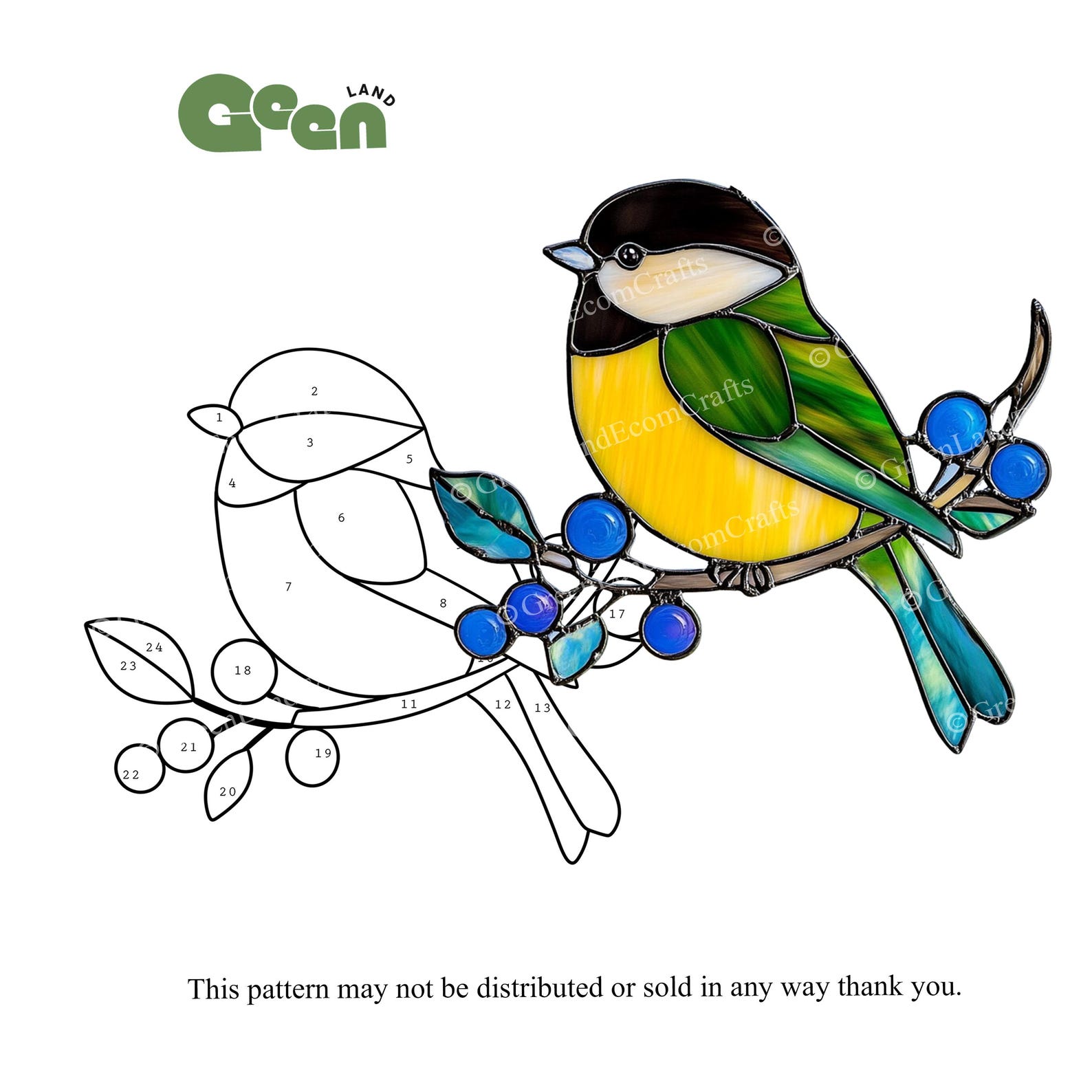 Digital Download Chickadee Stained Glass Pattern, Bird Suncatcher Home ...