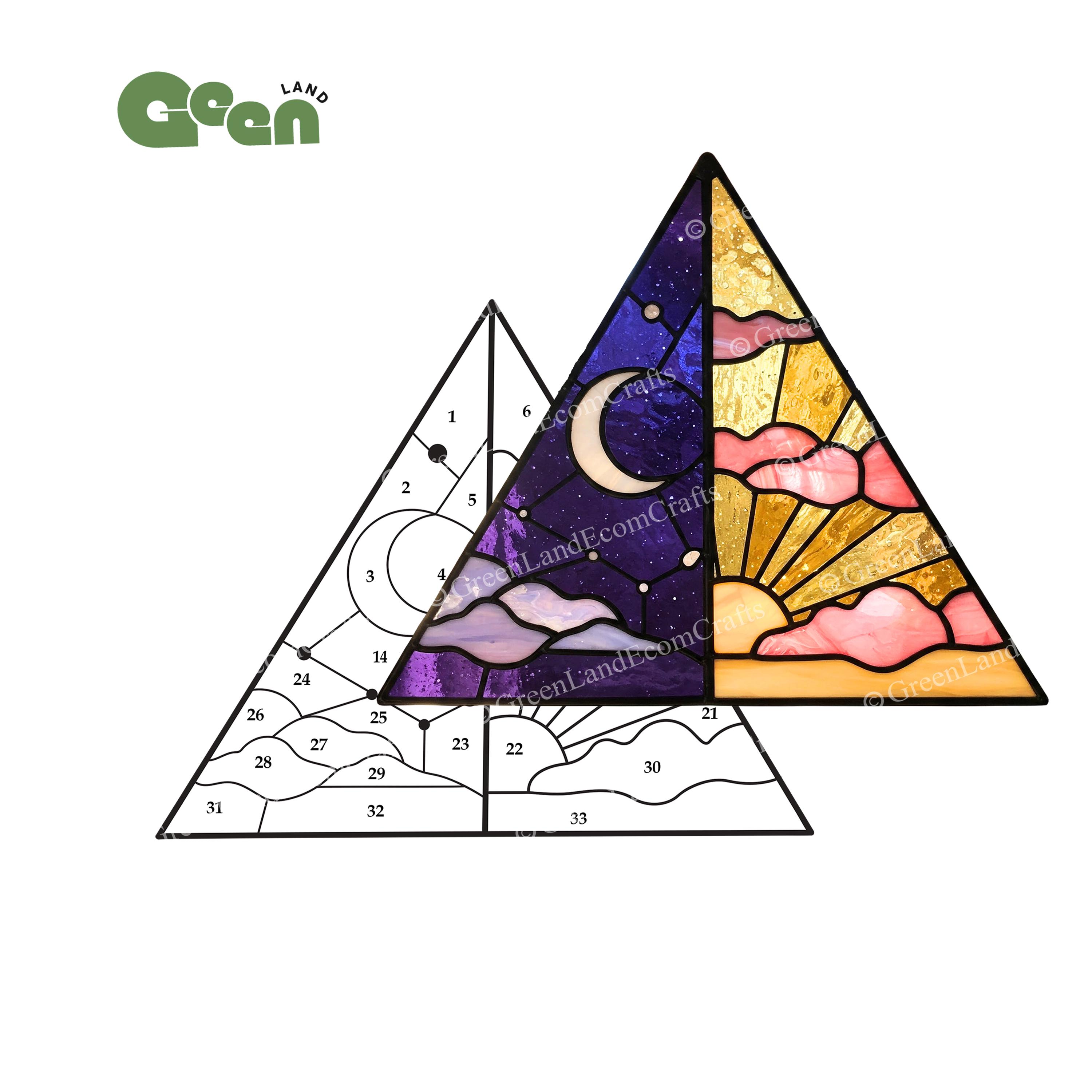 Day and Night Stained Glass Pattern, Celestial Moonlit Suncatcher ...