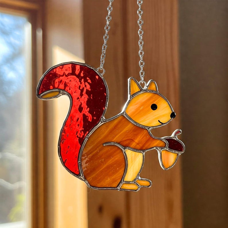 Squirrel and Acorn Stained Glass Pattern Digital Download, Cute ...