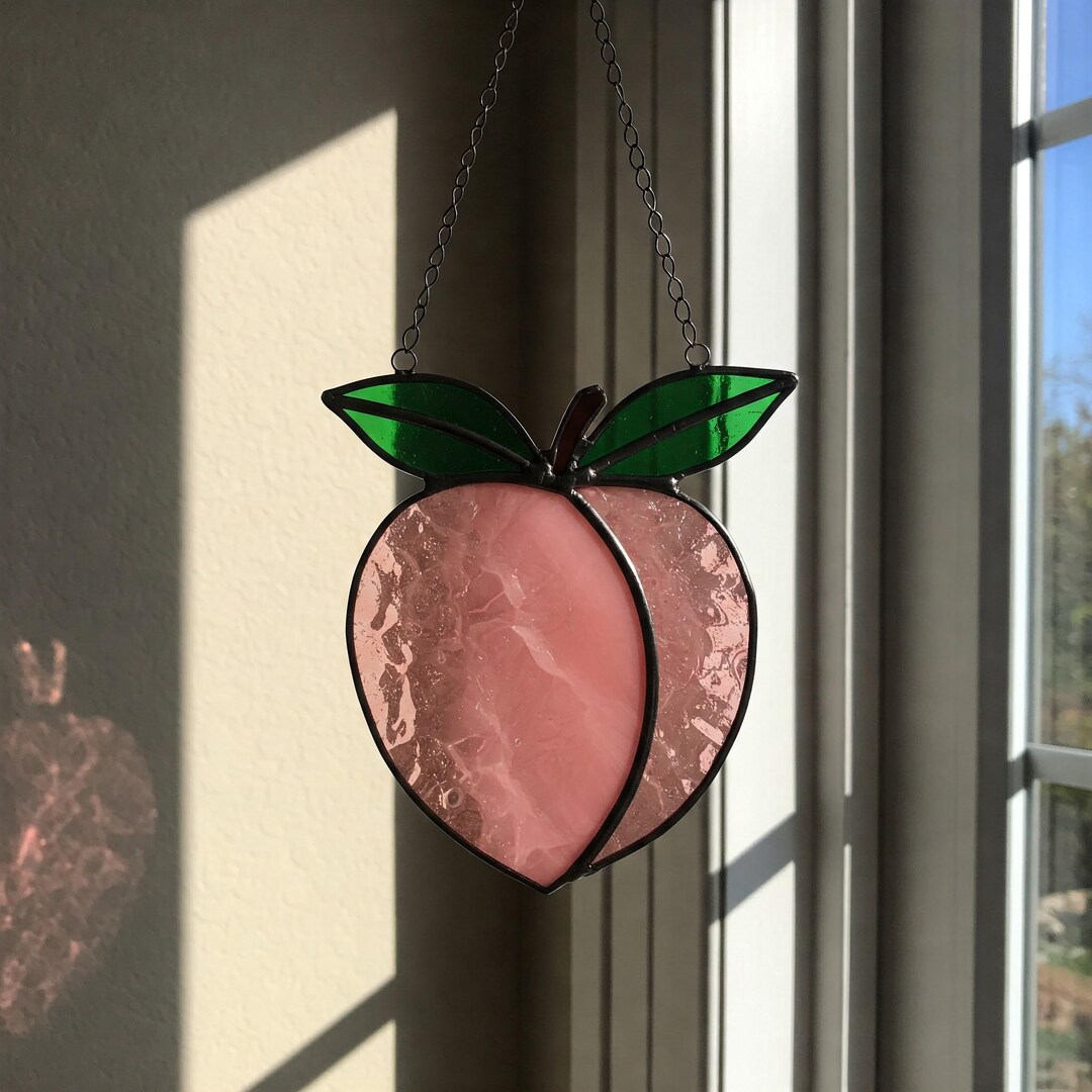Peach Stained Glass Pattern, Peach Glass Suncatcher Pattern, Modern ...
