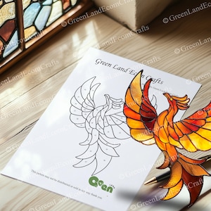 Bird Phoenix Stained Glass Pattern, Rising Phoenix Stained Glass ...