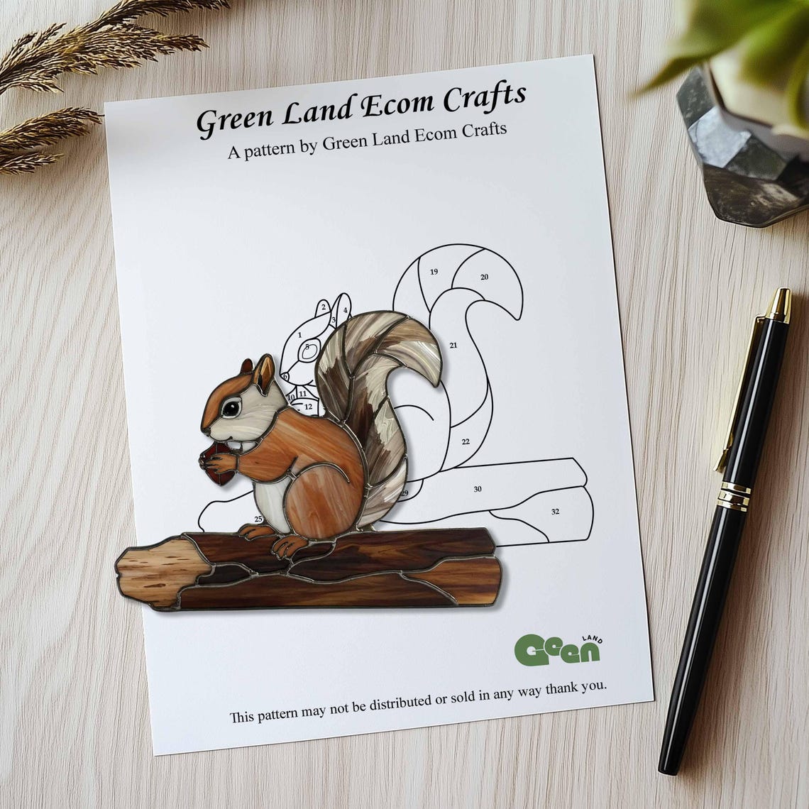 Squirrel and Acorn Stained Glass Pattern Digital Download, Cute ...