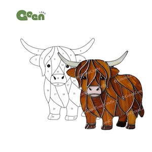 Highland Cow Stained Glass Pattern Digital Download, Highland Cow Glass ...