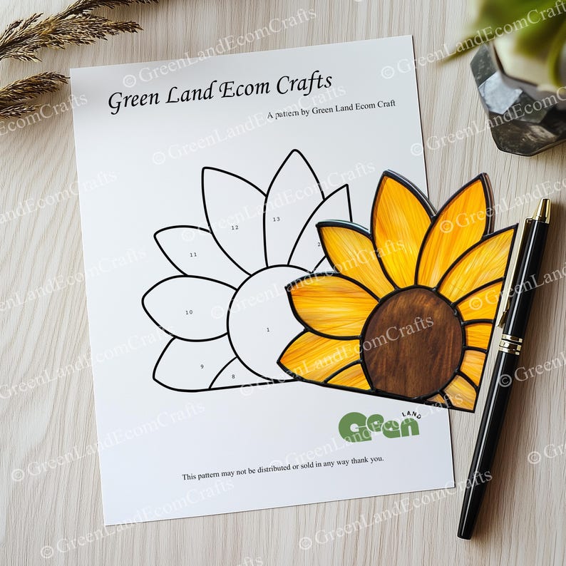 Sunflower Stained Glass Pattern Digital Download, Sunflower Suncatcher ...