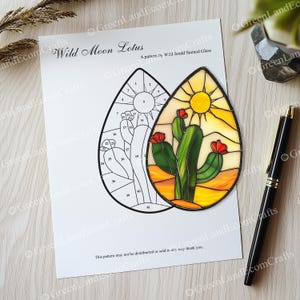 Mini Drops Cactus Stained Glass Pattern, Cactus Flower Stained Glass ...