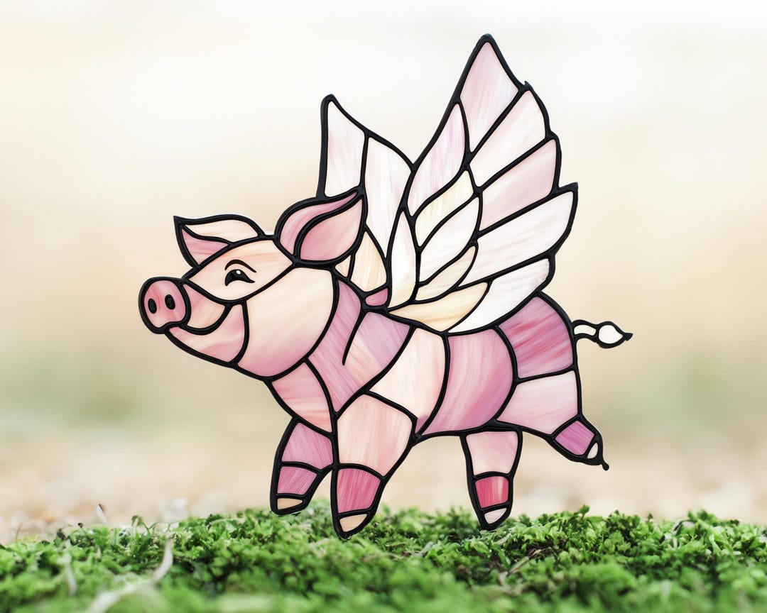 Digital Download Flying Pig Stained Glass Pattern, When Pigs Fly ...