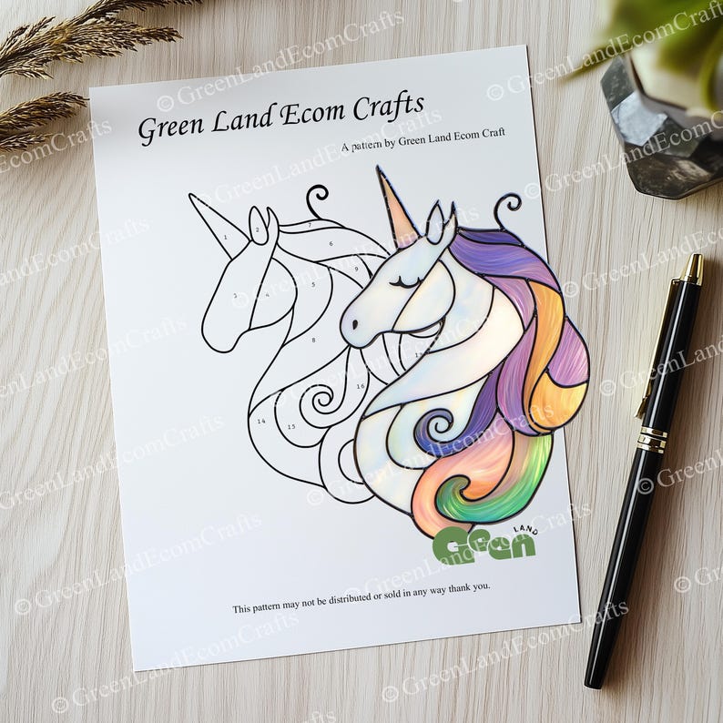 Unicorn Stained Glass Pattern Digital Download, Modern Suncatcher, DIY ...
