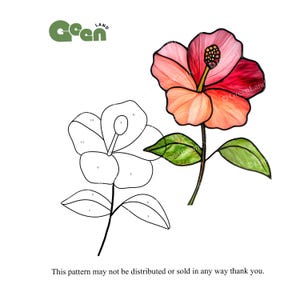 Digital Download Hibiscus Pink Flower Stained Glass Pattern, Spring ...