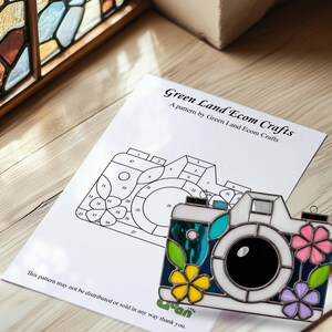 Colorful Flower Camera Stained Glass, Floral Camera PDF Stained Glass ...