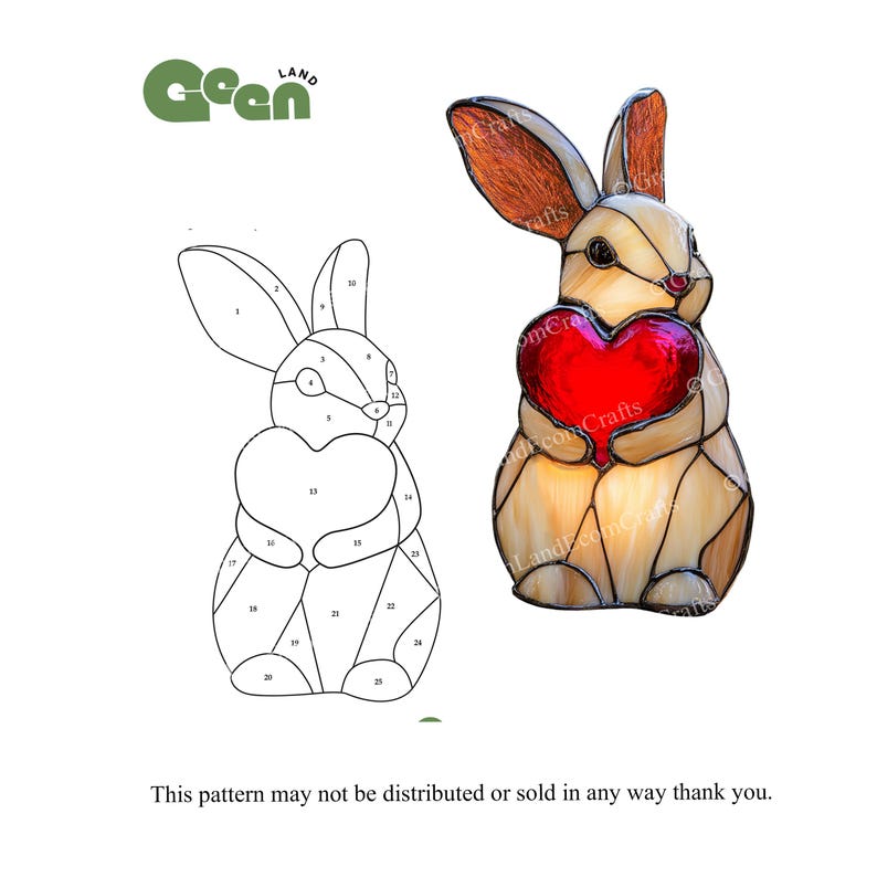 Stained Glass Rabbit and Heart Stake Pattern, String of Heart Valentine ...