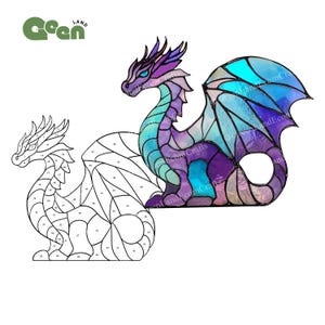 Digital Download Dragon Stained Glass Pattern, Stained Glass Pattern ...