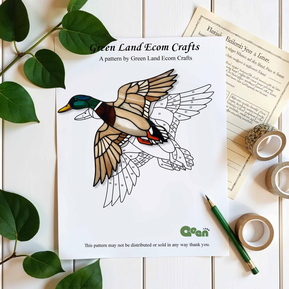 Mallard Duck Stained Glass Pattern Digital Download, Mallard Duck ...