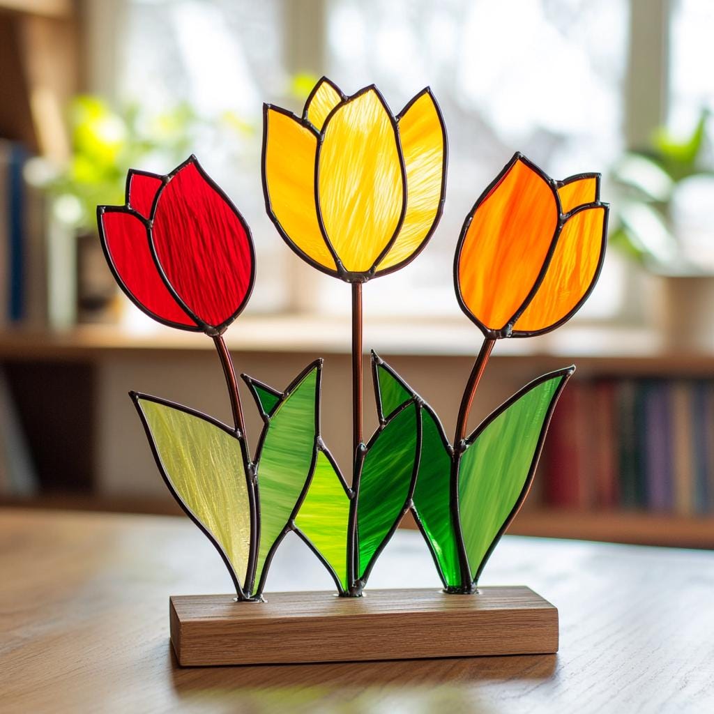 Digital Download Tulip Flower Stained Glass Pattern, Flower Stained ...