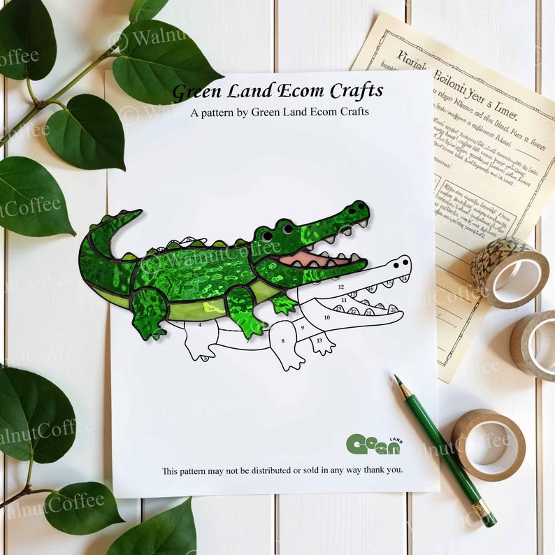 Crocodile Stained Glass Pattern Digital Download, Crocodile Suncatcher ...