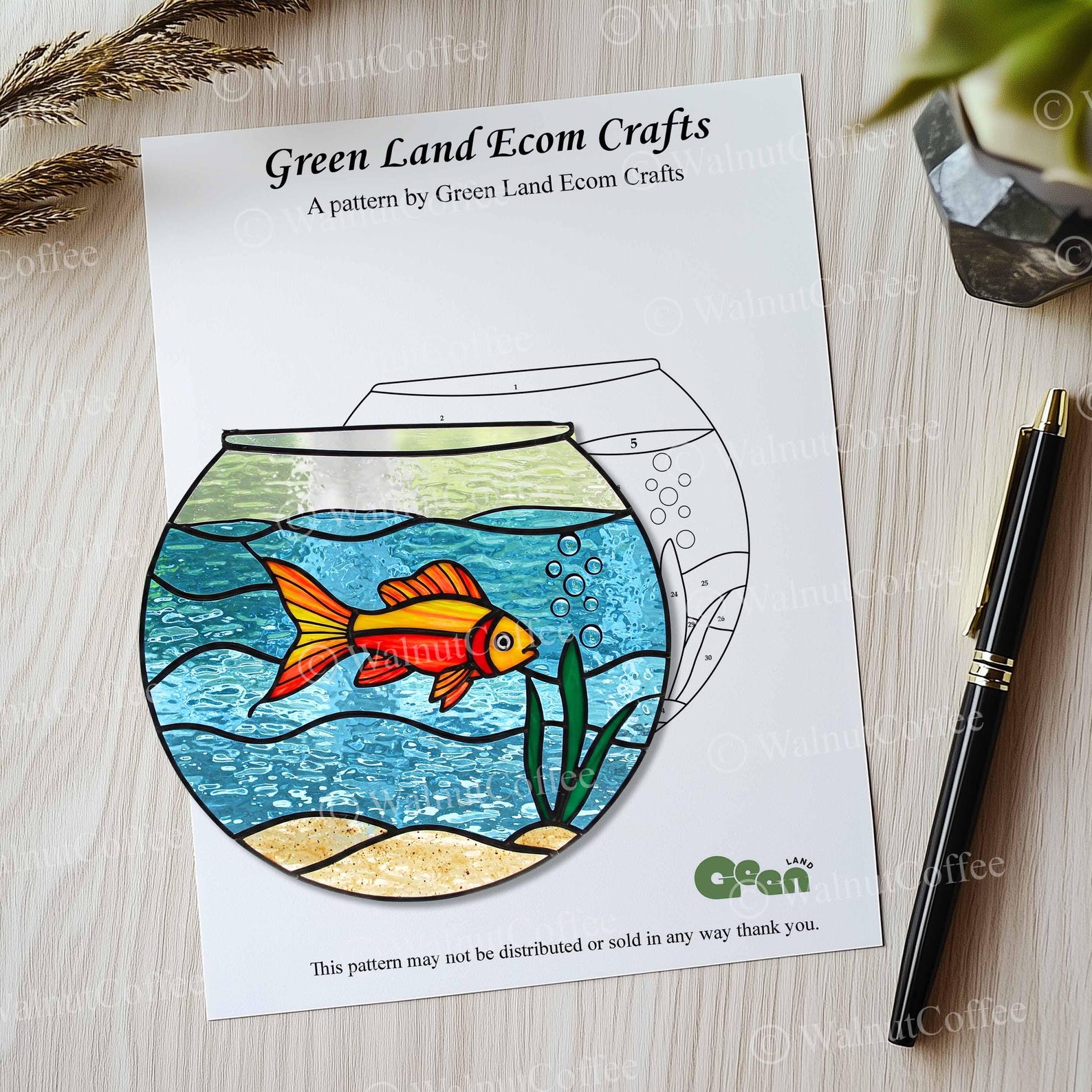 Digital Download Goldfish Stained Glass Suncatcher Pattern, Fish ...