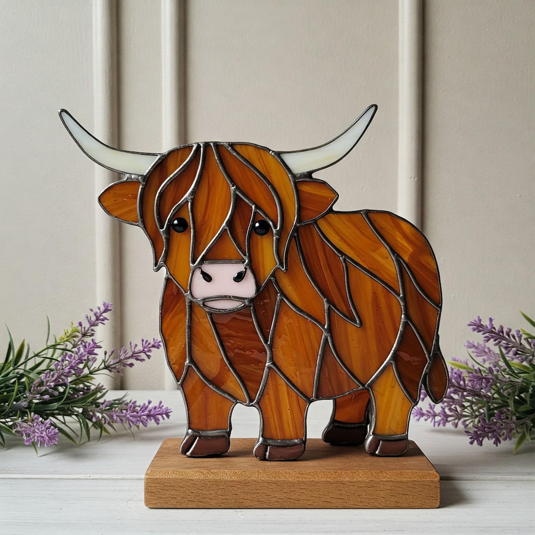 Highland Cow Stained Glass Pattern Digital Download, Highland Cow Glass ...