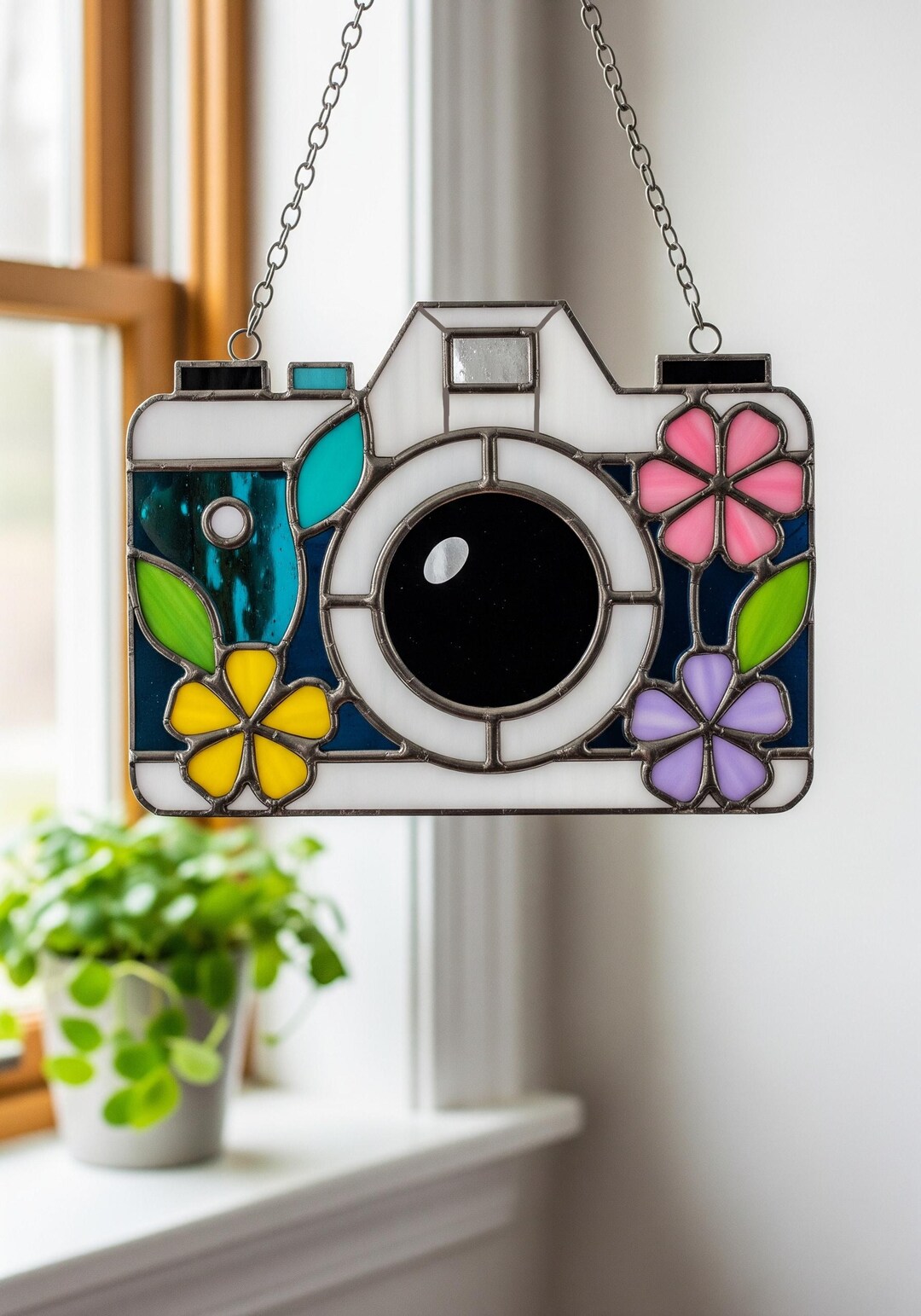 Colorful Flower Camera Stained Glass, Floral Camera PDF Stained Glass ...