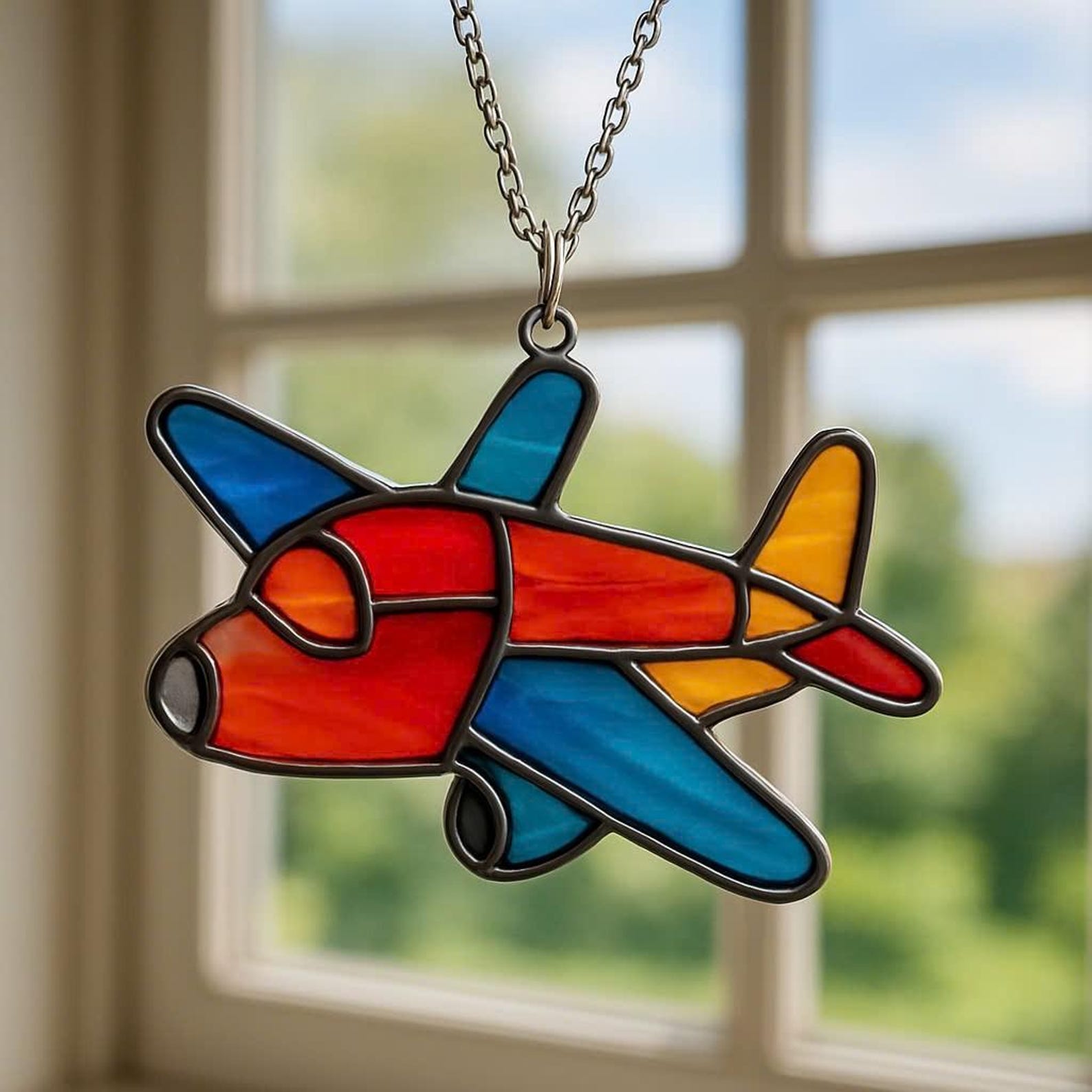 Pattern Colorful Airplane Stained Glass PDF, Kids Plane Stained Glass ...