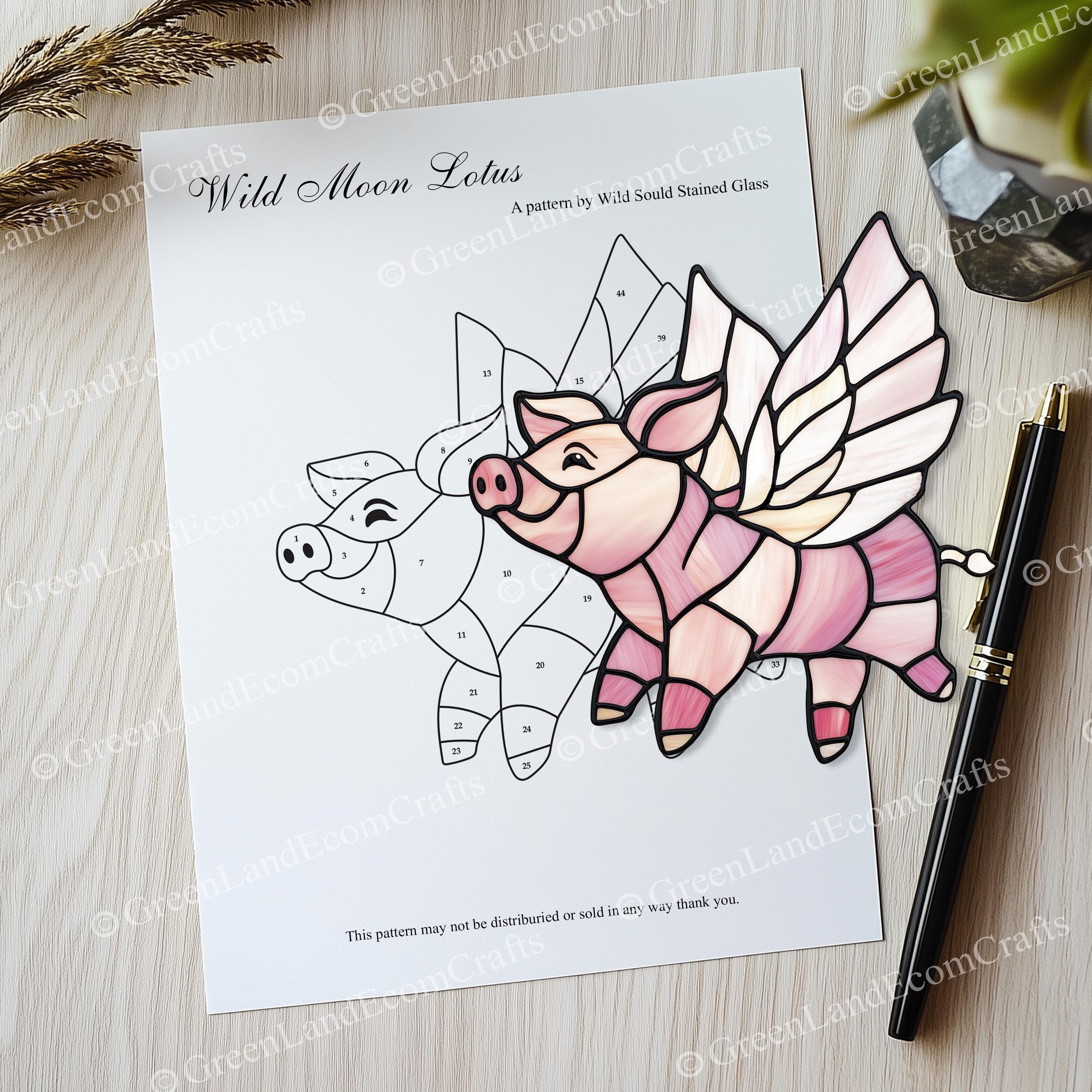 Digital Download Flying Pig Stained Glass Pattern, When Pigs Fly ...