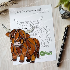 Highland Cow Stained Glass Pattern Digital Download, Highland Cow Glass ...