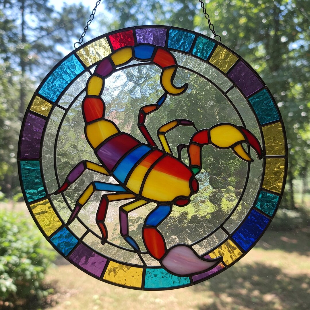Scorpion Stained Glass Pattern, Colorful Scorpions Glass Suncatcher ...