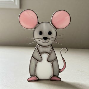 Mouse Stained Glass Pattern, Mouse Suncatcher Glass Pattern, Adorable ...