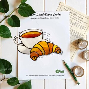 Tea and Croissant Stained Glass Suncatcher, Cozy Breakfast Stained ...