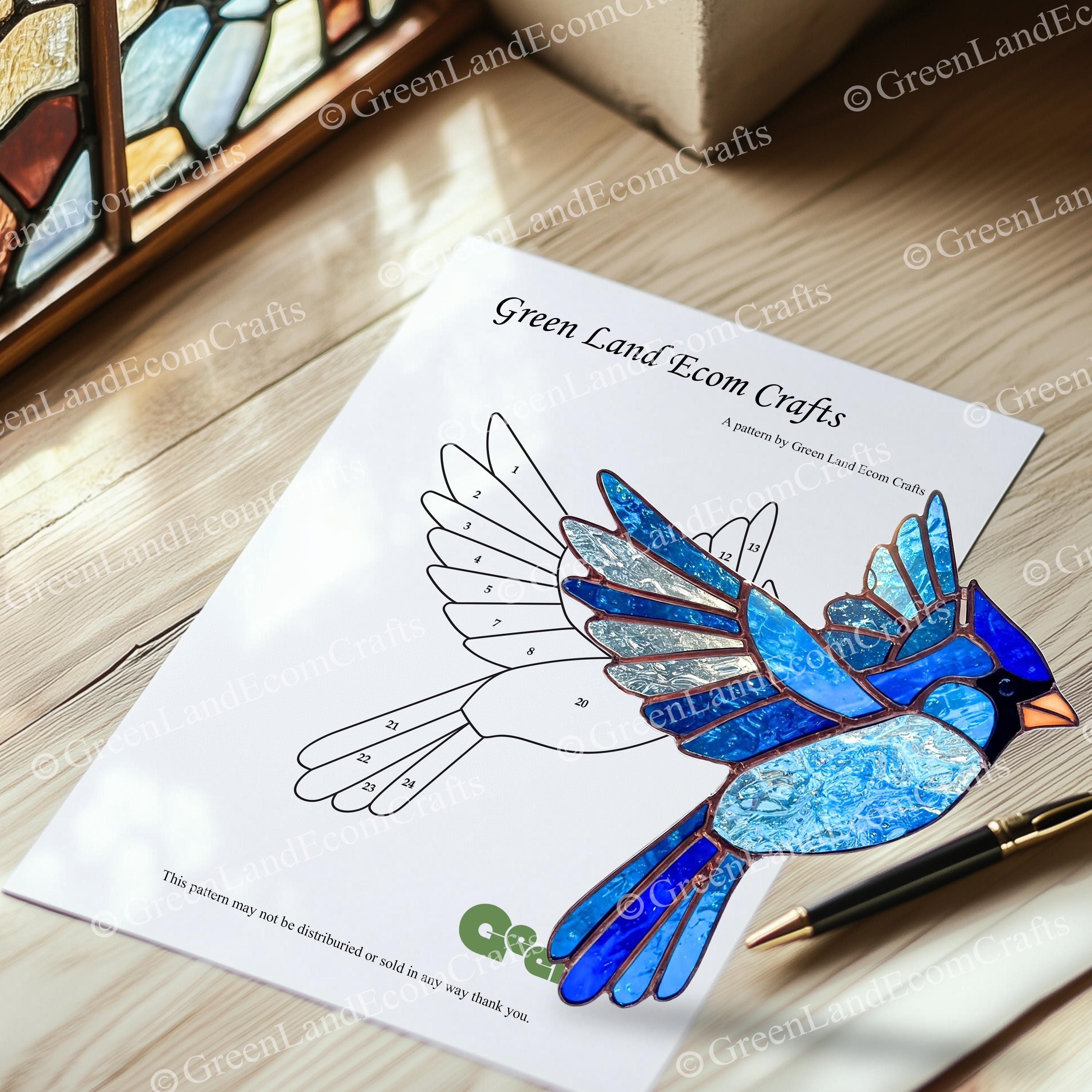 Blue Jay Bird Stained Glass Pattern, Blue Jay Stained Glass Pattern ...