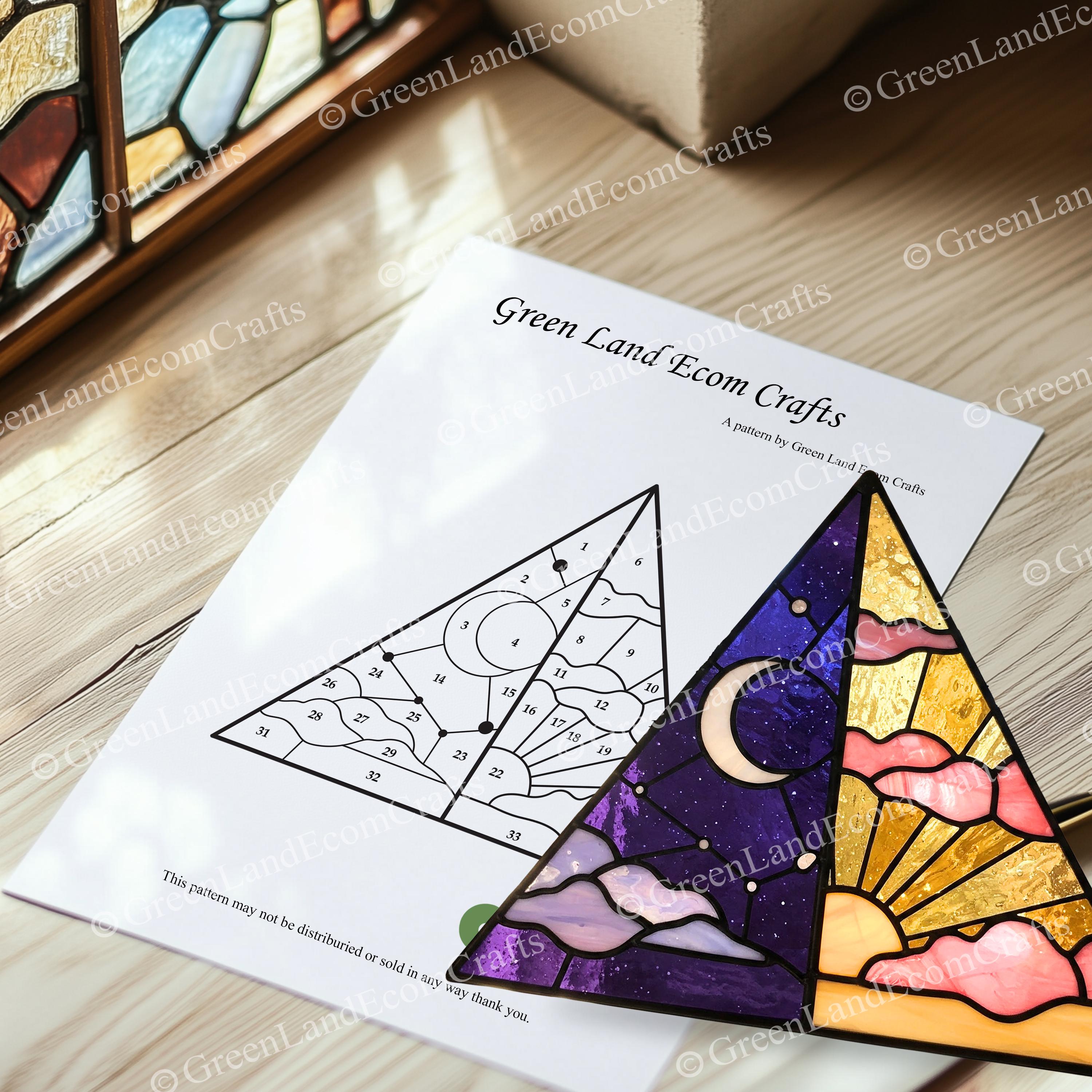 Day and Night Stained Glass Pattern, Celestial Moonlit Suncatcher ...
