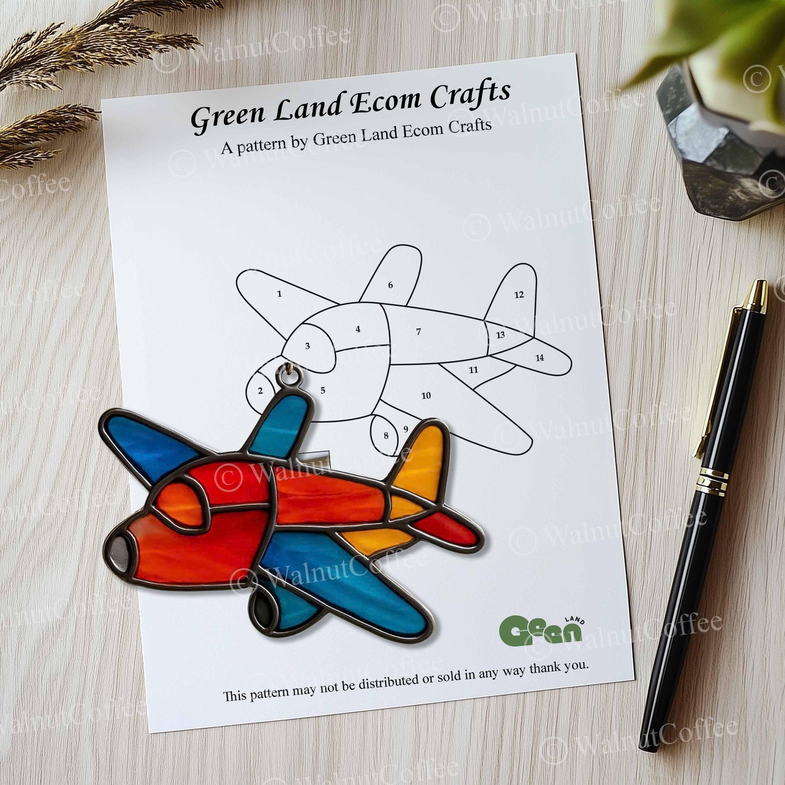 Pattern Colorful Airplane Stained Glass PDF, Kids Plane Stained Glass ...