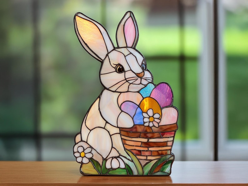 Stained Glass Easter's Day Bunny and Egg Pattern, Bunny Easter's Day ...