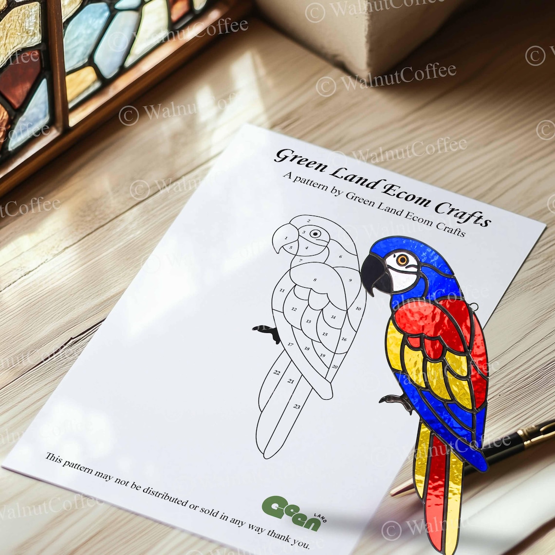 Scarlet Macaw Stained Glass Pattern Digital Download, Red Parrot Faux ...