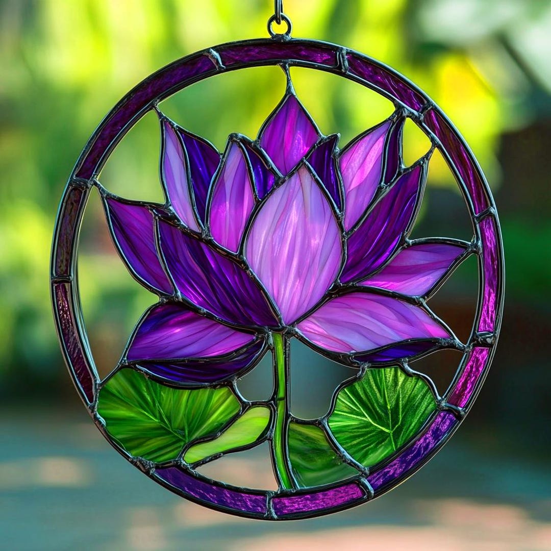 Mini Drops Lotus Flower Stained Glass Pattern, Lotus Flower Stained ...