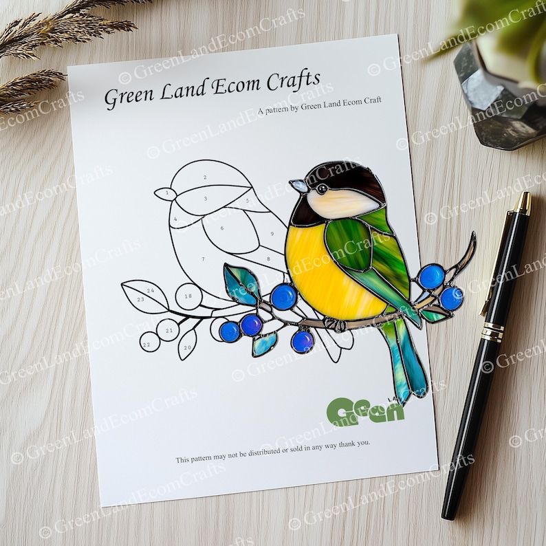 Digital Download Chickadee Stained Glass Pattern, Bird Suncatcher Home ...